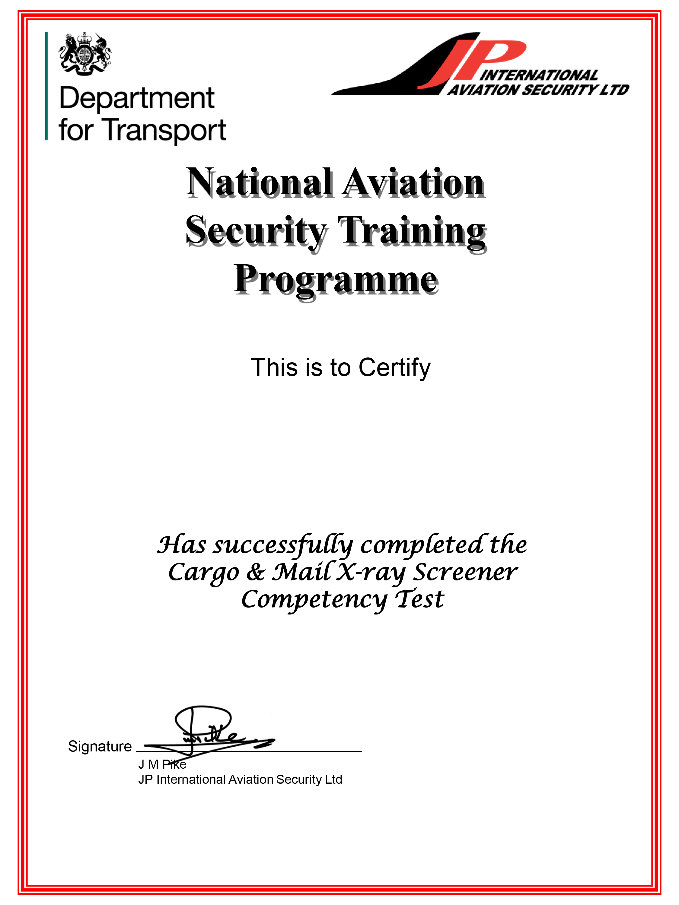 NXCT-Cargo-CERT – MH Associates Training